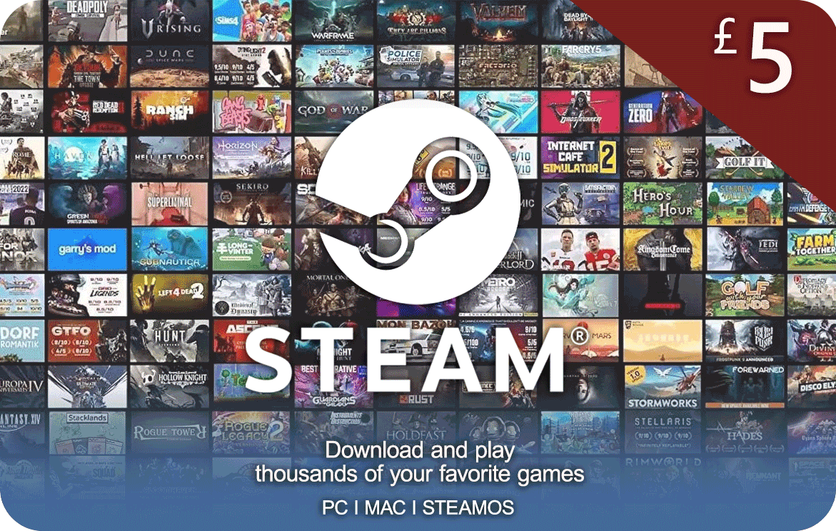 Cheapest Steam Gift Card 5 GBP United Kingdom | livecards.net
